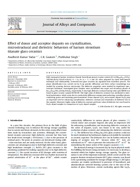 (PDF) Effect of donor and acceptor dopants on crystallization, microstructural and dielectric ...