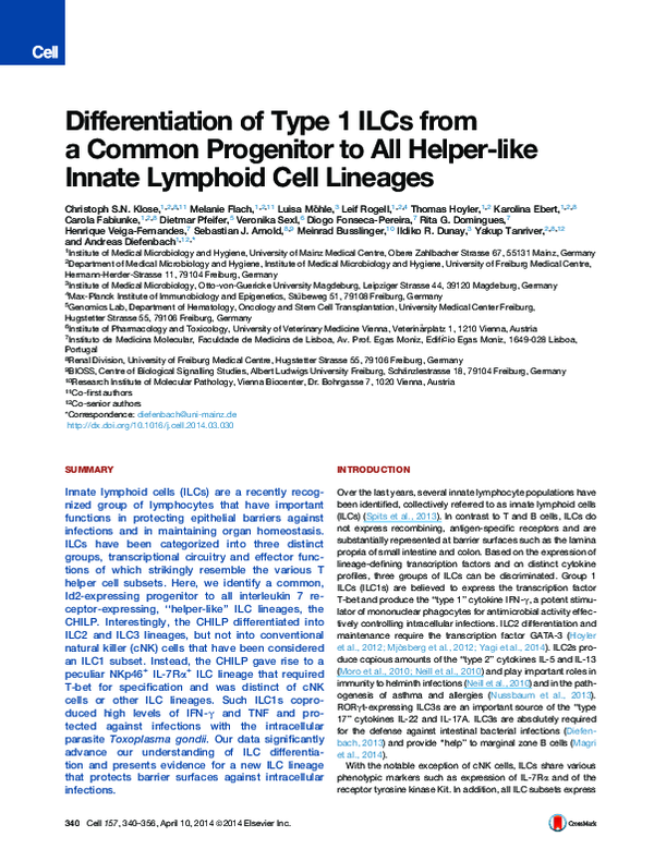 (PDF) Differentiation of Type 1 ILCs from a Common Progenitor to All ...