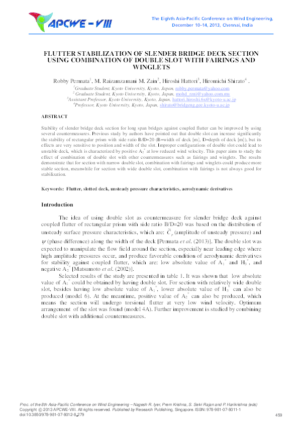 (PDF) Flutter Stabilization of Slender Bridge Deck Section Using Combination of Double Slot with ...