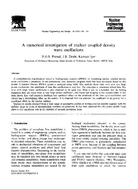 Pdf A Numerical Investigation Of Nuclear Coupled Density Wave Oscillations
