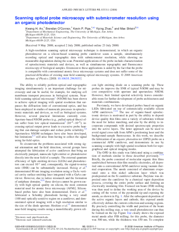 (PDF) Scanning probe optical microscopy using an integrated submicron ...