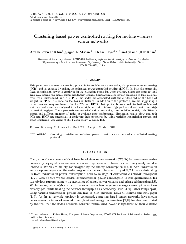Pdf Clustering Based Power Controlled Routing For Mobile Wireless