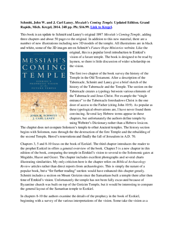 (PDF) John W. Schmitt, and J. Carl Laney. Messiah’s Coming Temple ...