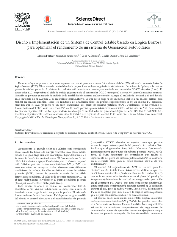 (PDF) Diseño e Implementación de un Sistema de Control estable basado en Lógica Borrosa para ...