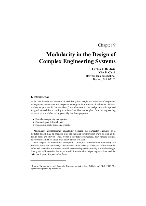 (PDF) Modularity in the Design of Complex Engineering Systems | Kim Clark - Academia.edu