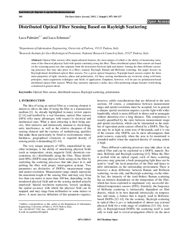 (PDF) Distributed Optical Fiber Sensing Based on Rayleigh Scattering