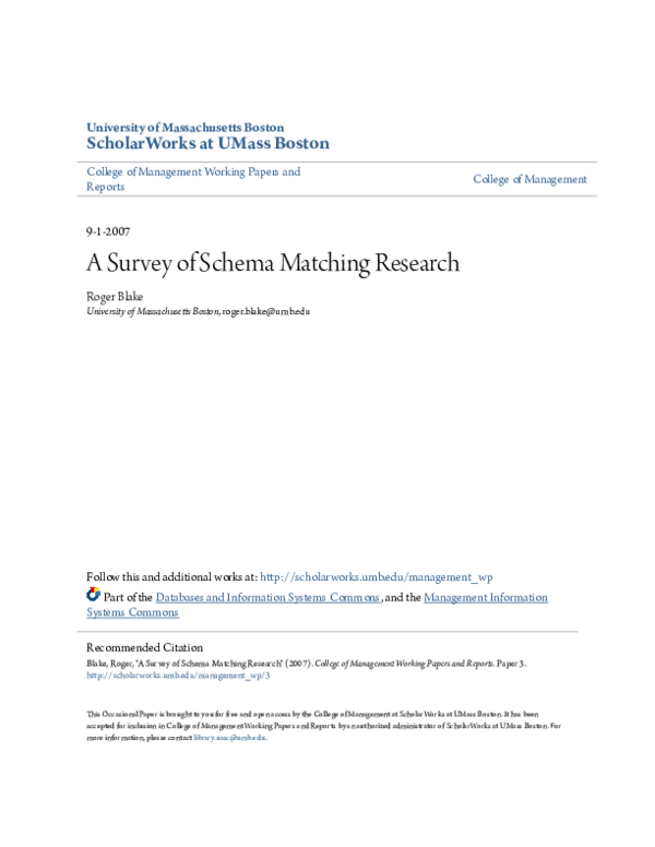 (PDF) A Survey of Schema Matching Research
