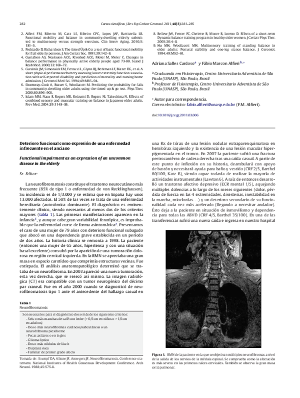 (PDF) Deterioro funcional como expresión de una enfermedad infrecuente en el anciano