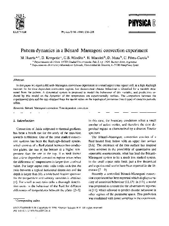 (PDF) Pattern dynamics in a Bénard-Marangoni convection experiment