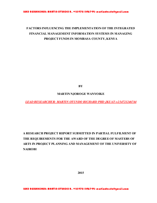 (PDF) FACTORS INFLUENCING THE IMPLEMENTATION OF THE INTEGRATED ...