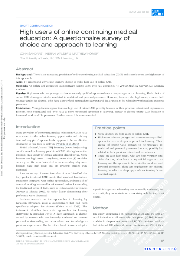 (PDF) High users of online continuing medical education: A ...
