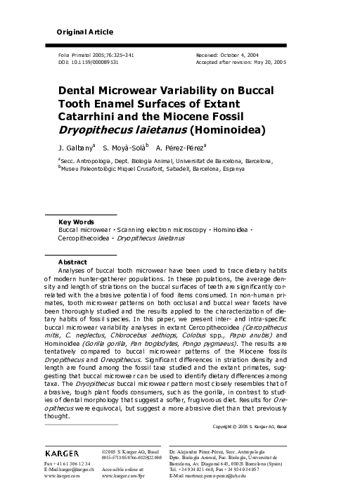 (PDF) Dental Microwear Variability on Buccal Tooth Enamel Surfaces of ...