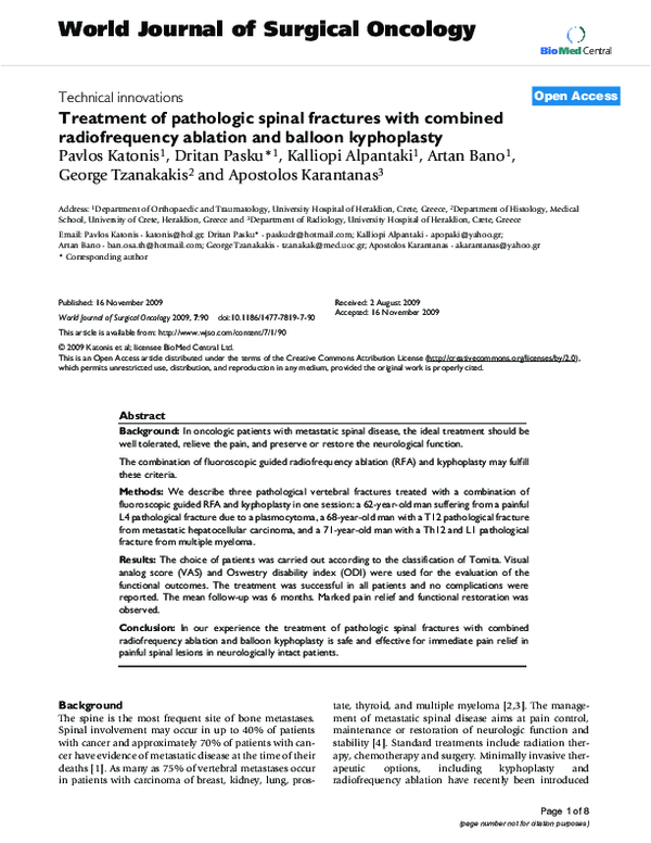 (PDF) Treatment of pathologic spinal fractures with combined ...