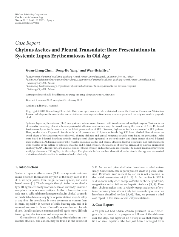 (PDF) Chylous Ascites and Pleural Transudate: Rare Presentations in ...