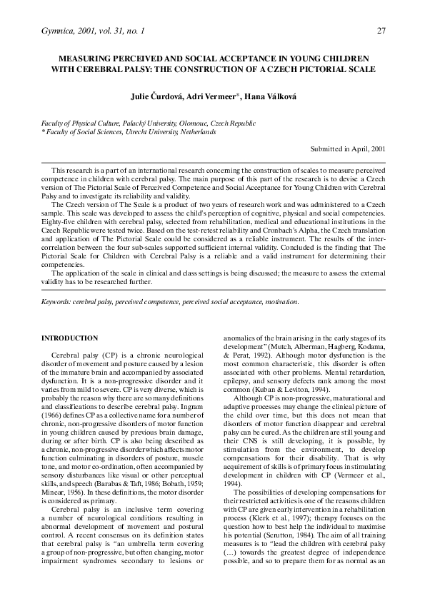 (PDF) Measuring perceived competence and social acceptance in children ...