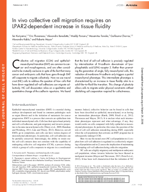 (PDF) In vivo collective cell migration requires an LPAR2-dependent ...