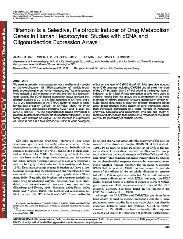 (PDF) Rifampin is a selective, pleiotropic inducer of drug metabolism ...