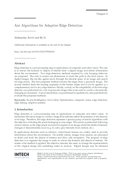Pdf Ant Algorithms For Adaptive Edge Detection Aleksandar Jevtic