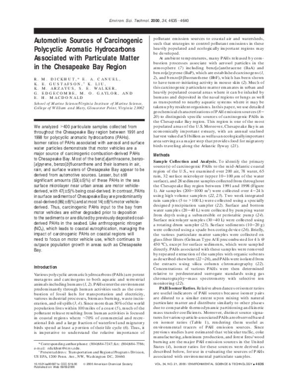 (PDF) Automotive Sources of Carcinogenic Polycyclic Aromatic Hydrocarbons Associated with ...