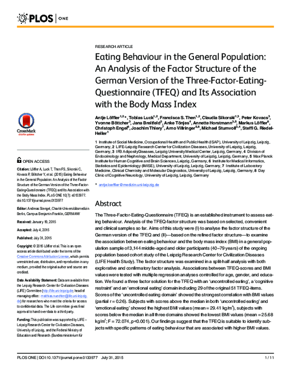 (PDF) Eating Behaviour in the General Population: An Analysis of the ...