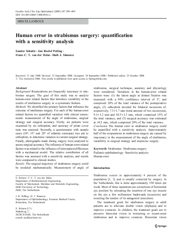 (PDF) Quantifying Human Error in Strabismus Surgery