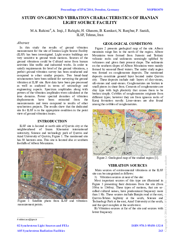 (PDF) STUDY ON GROUND VIBRATION CHARACTERISTICS OF IRANIAN LIGHT SOURCE ...