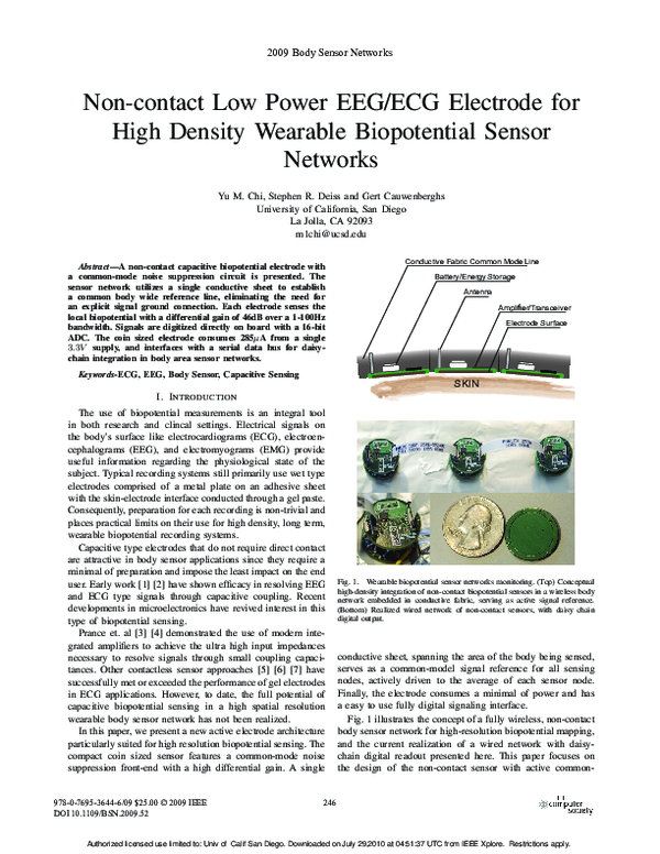(PDF) Non-contact Low Power EEG/ECG Electrode for High Density Wearable ...