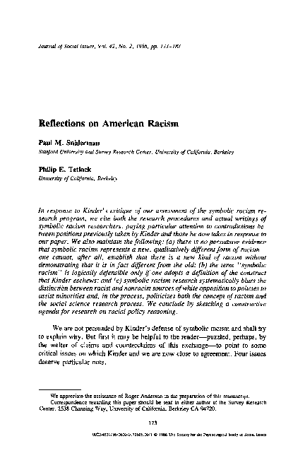 (PDF) Reflections on American Racism