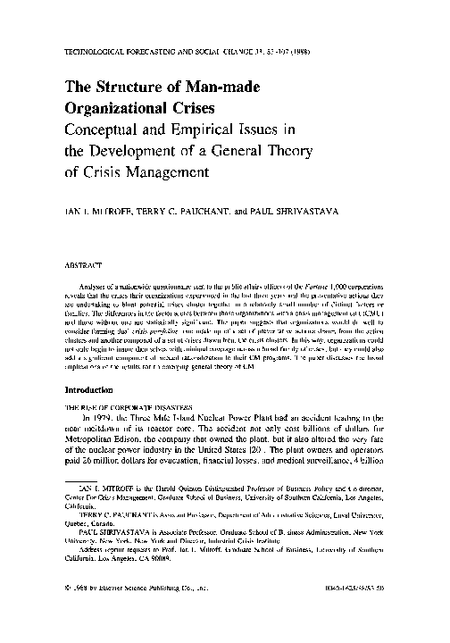 (PDF) The structure of man-made organizational crises