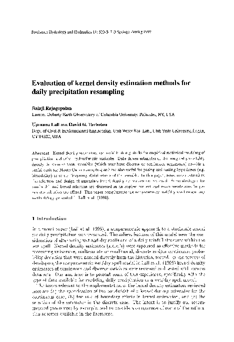 (PDF) Evaluation of kernel density estimation methods for daily precipitation resampling