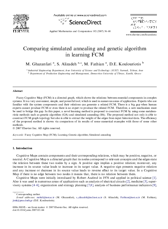 (PDF) Comparing simulated annealing and genetic algorithm in learning FCM