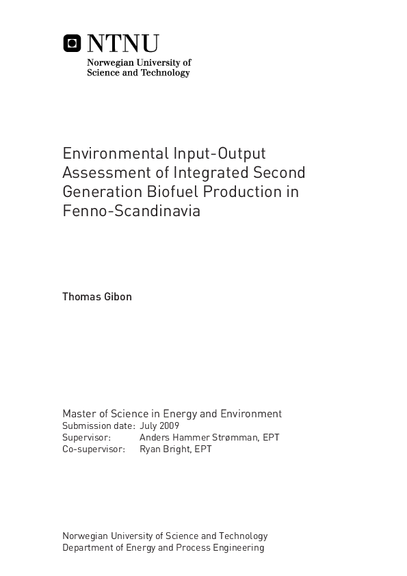 (PDF) Environmental Input-Output Assessment of Integrated Second Generation Biofuel Production ...