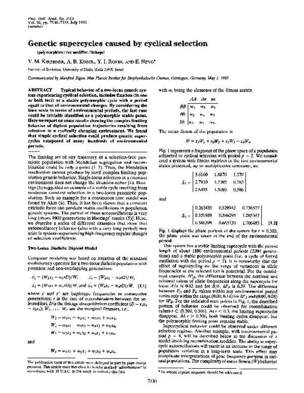 (PDF) Genetic supercycles caused by cyclical selection