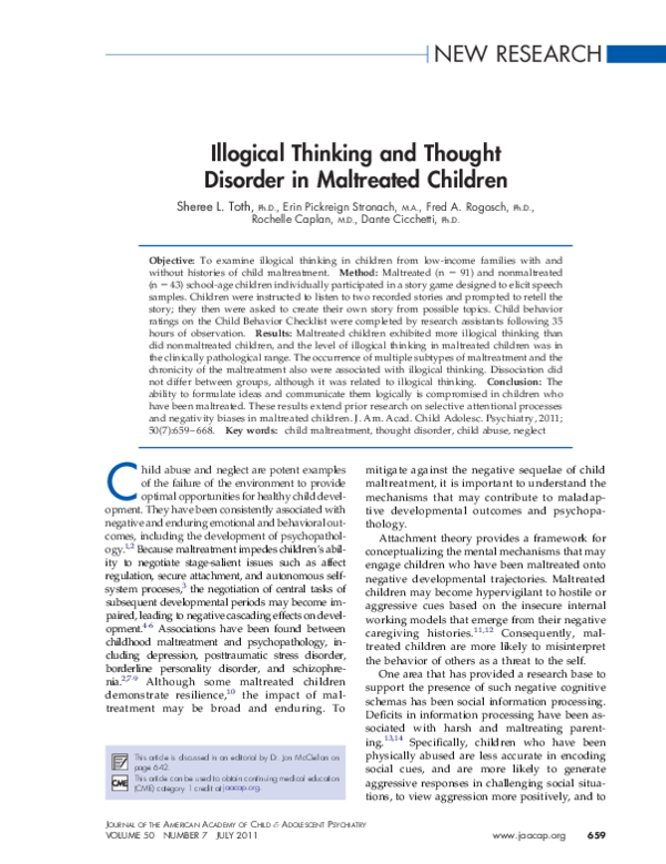 (PDF) Illogical Thinking and Thought Disorder in Maltreated Children