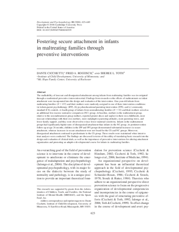(PDF) Fostering secure attachment in infants in maltreating families ...