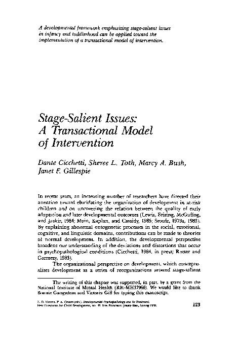 (PDF) Stage-salient issues: A transactional model of intervention