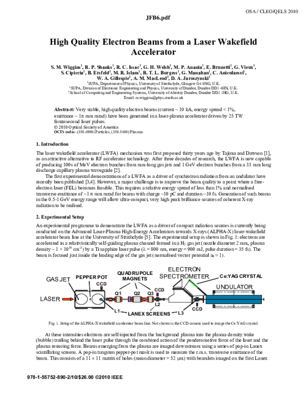 (PDF) High-quality electron beams from a laser wakefield accelerator using plasma-channel guiding