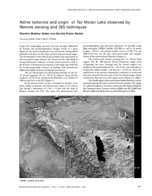 (PDF) Active tectonics and origin of Tso Morari Lake observed by Remote ...