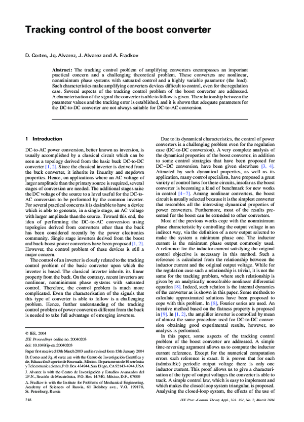 (PDF) Tracking control of the boost converter