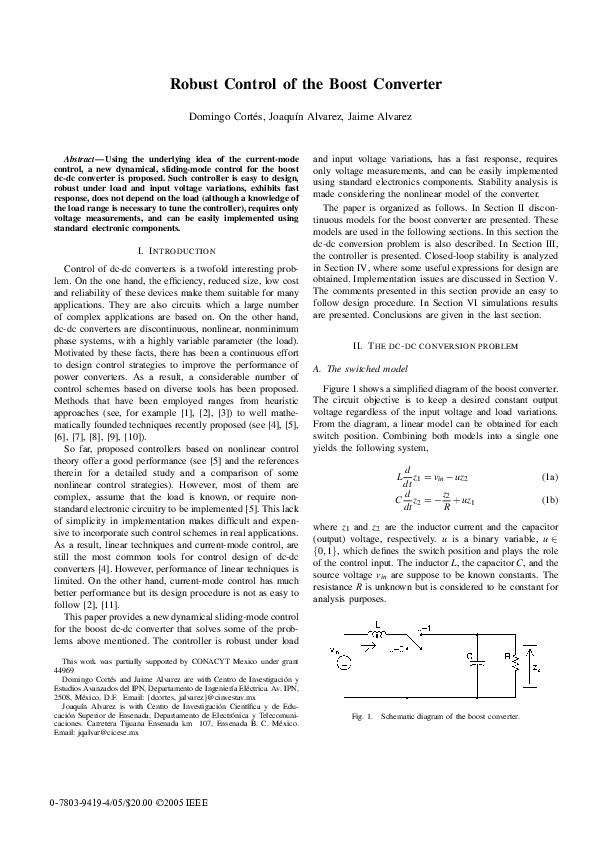 (PDF) Robust Control of the Boost Converter