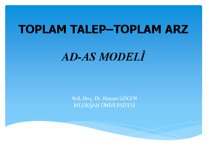 (PDF) TOPLAM TALEP–TOPLAM ARZ AD-AS MODELİ