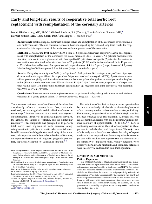 (PDF) Early and long-term results of reoperative total aortic root ...