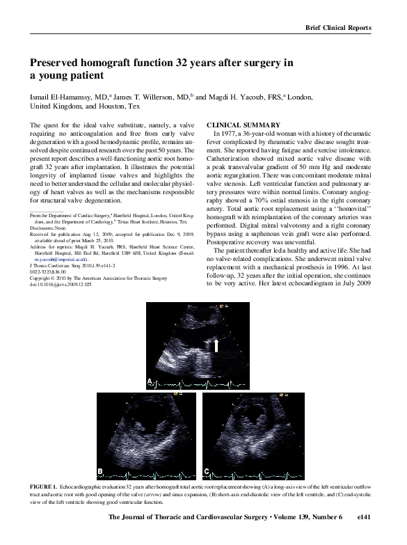 (PDF) Preserved homograft function 32 years after surgery in a young ...