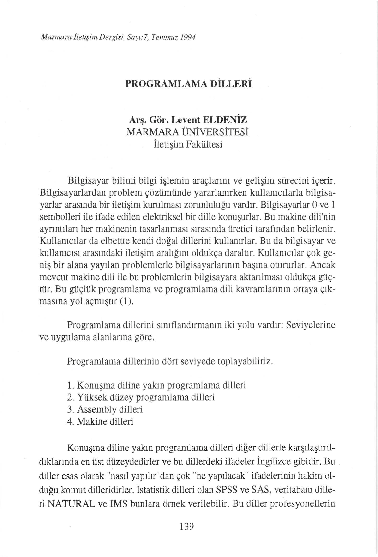 (PDF) Programlama Dilleri/LEVENT ELDENİZ