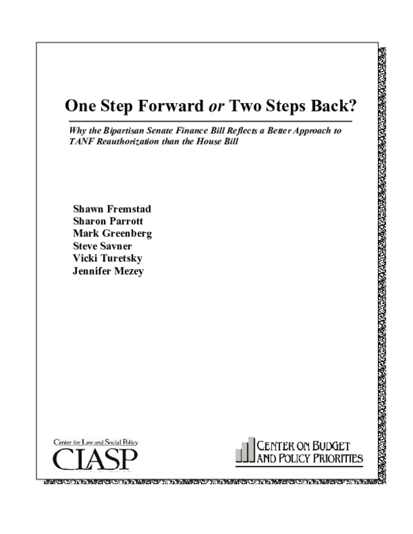(PDF) One Step Forward or Two Steps Back? Why the Bipartisan Senate ...