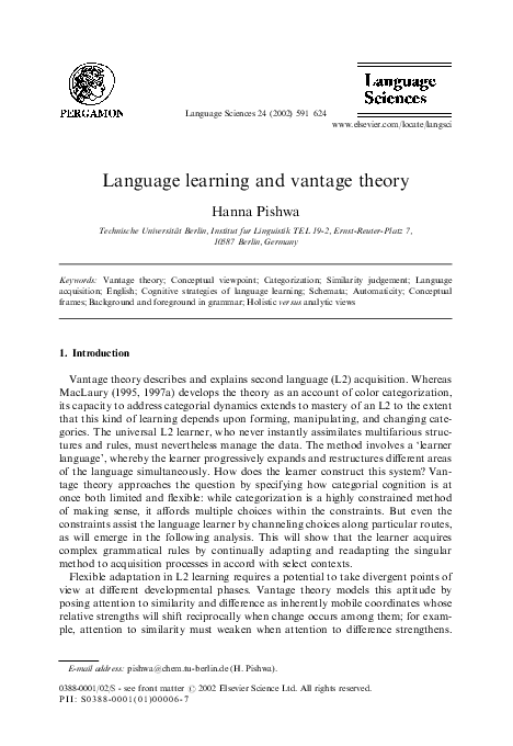 (PDF) Language learning and vantage theory