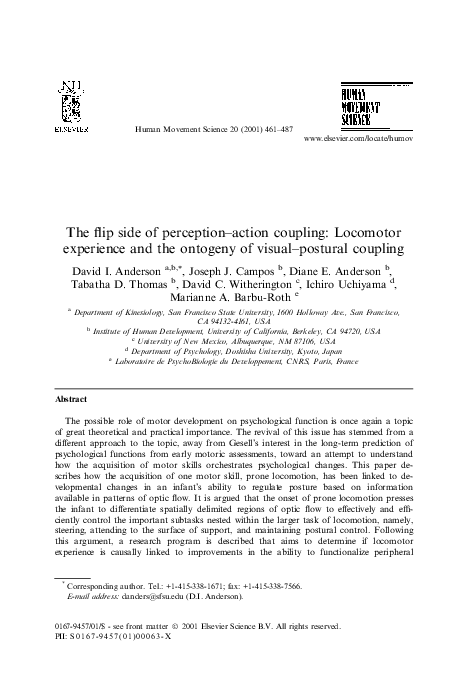 (PDF) The flip side of perception–action coupling: Locomotor experience ...