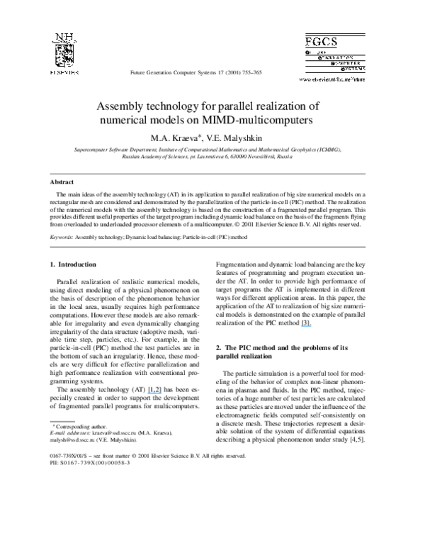 Pdf Assembly Technology For Parallel Realization Of Numerical Models On Mimd Multicomputers