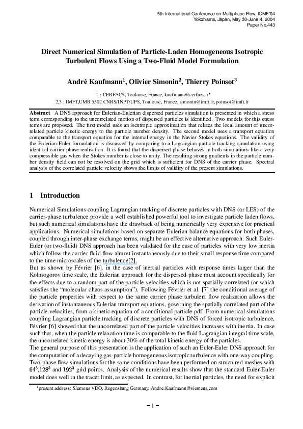 (PDF) Direct numerical simulation of particle-laden rotating turbulent channel flow | Olivier ...