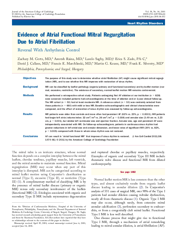 (PDF) Evidence of Atrial Functional Mitral Regurgitation Due to Atrial ...